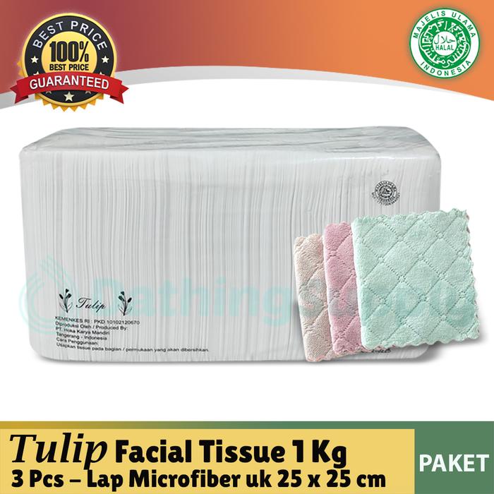 Promo ( PAKET ) Tissue Tulip Facial 1000 Gram [1 Pack] dan Kain Lap ...