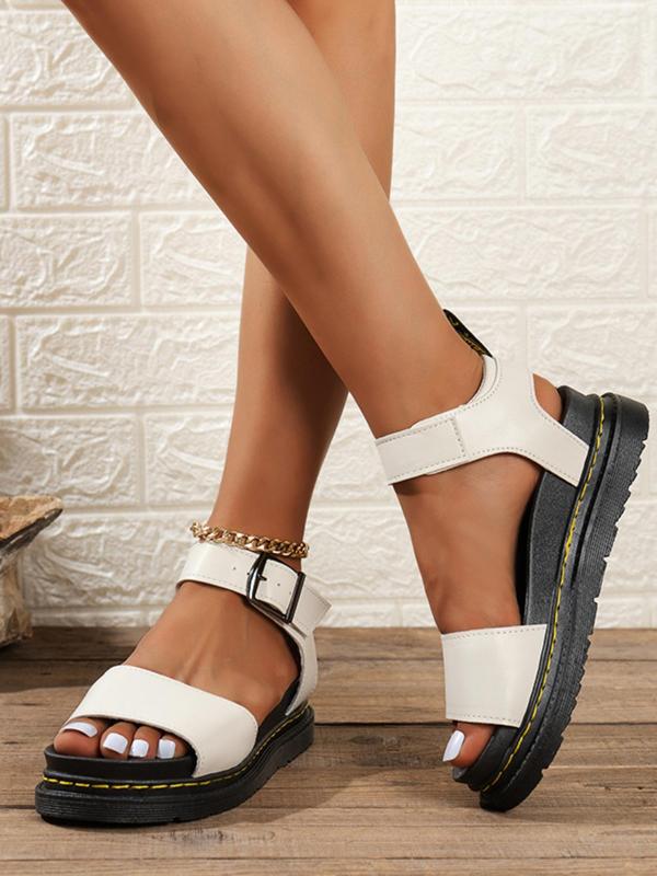 Women's Fashionable Plain Color Platform Sandals, Casual Versatile ...