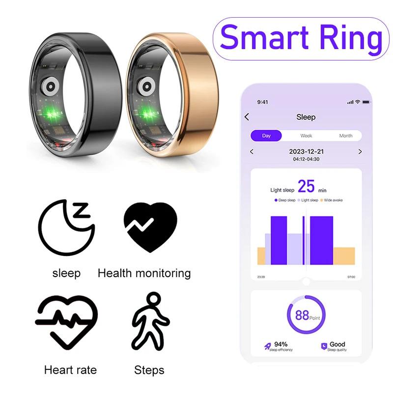 R02 Smart Ring Fitness Tracker Ring IP68 & 5ATM Waterproof Sleep ...