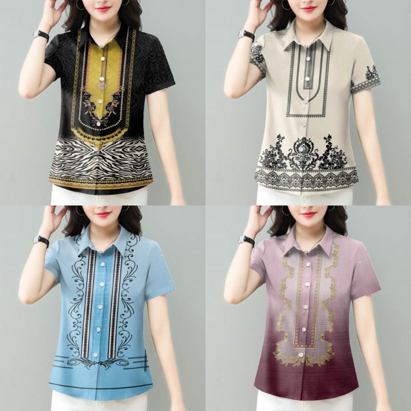 2025 Balong Ethnic style women's shirt Short sleeve top vintage ...