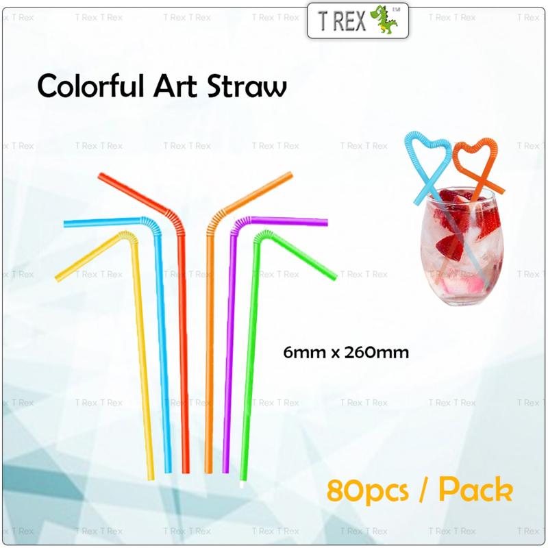 80pcs Flexible Straw / Art Straw 6mm x 260mm Colorful / Party ...