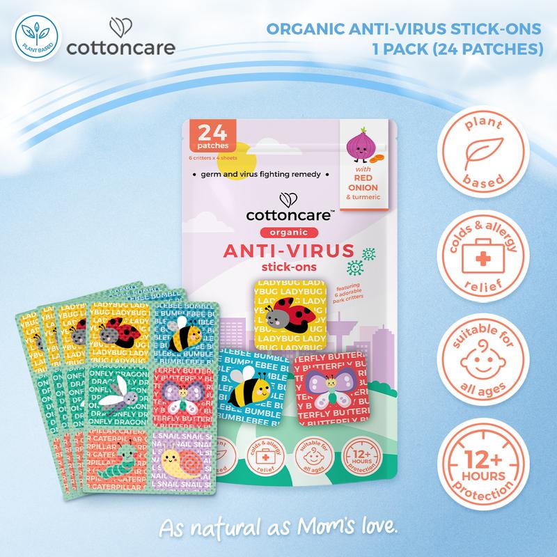 Cottoncare (24pcs) Organic Anti-Virus Stick Ons Red Onion Turmeric ...