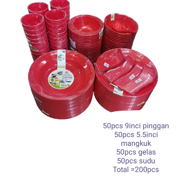READY STOCK pinggan set kenduri plastik PP 200pcs buatan Malaysia ...