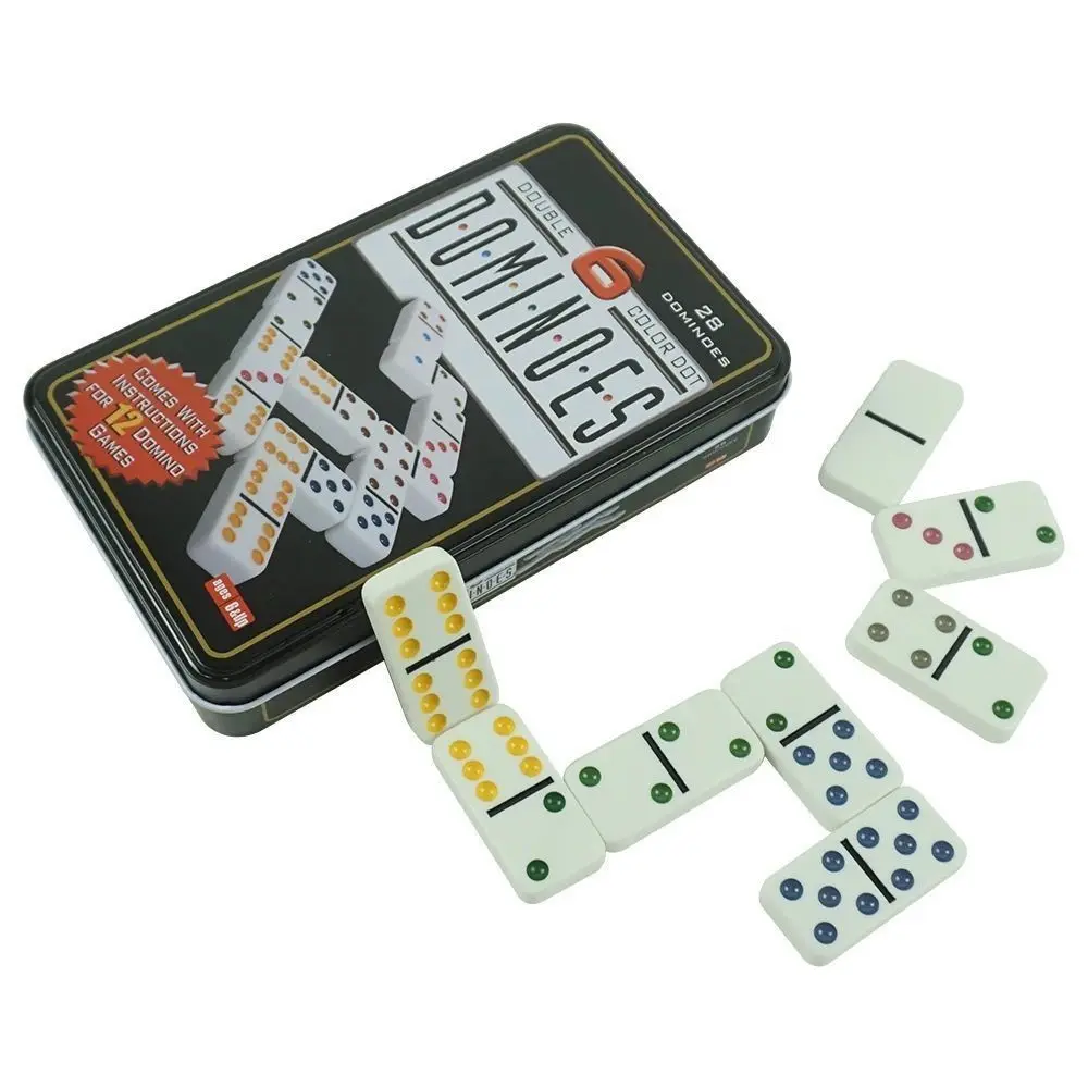 28pcs Batu Domino Batu Game Kotak Kaleng Set Game Dominoes Batu Set ...