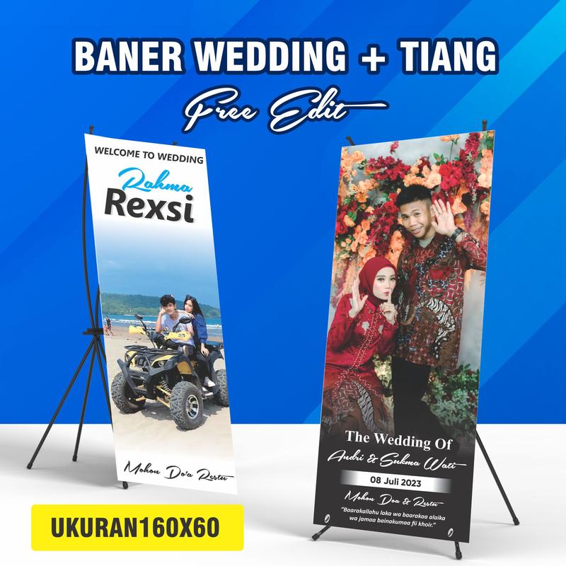 BANNER WEDDING + TIANG / STAND BANNER ACARA WEDDING / PERNIKAHAN - Shop ...