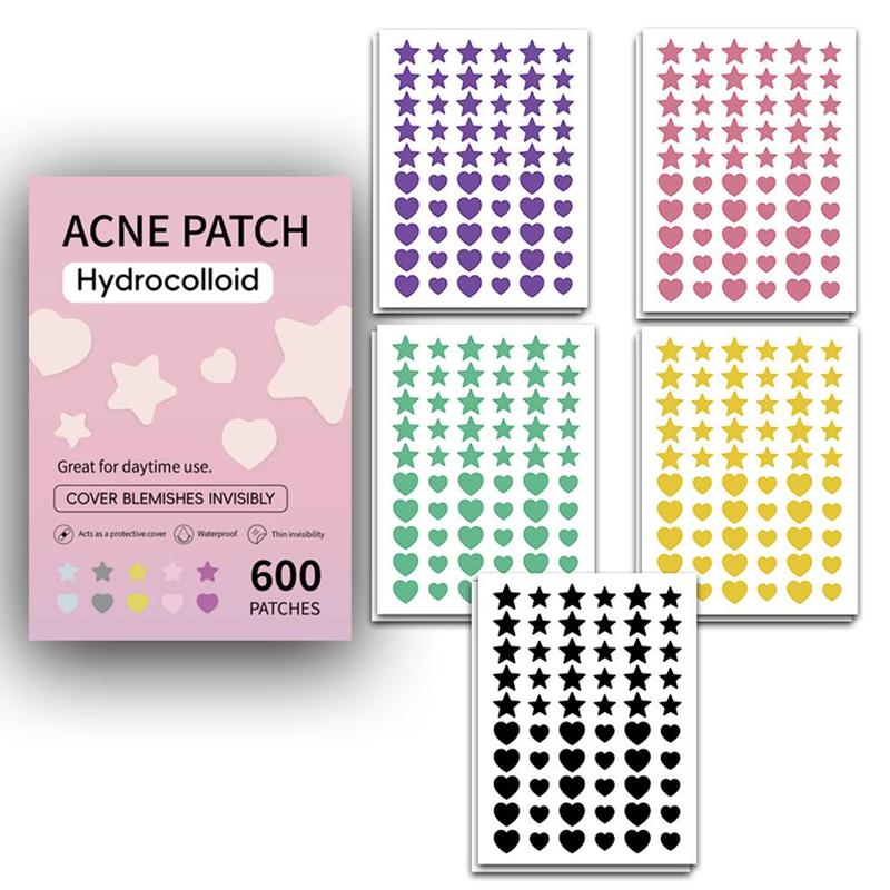 300/600PCS Star And Heart Acne Patch PE Pimple Patch Mild Breathable ...