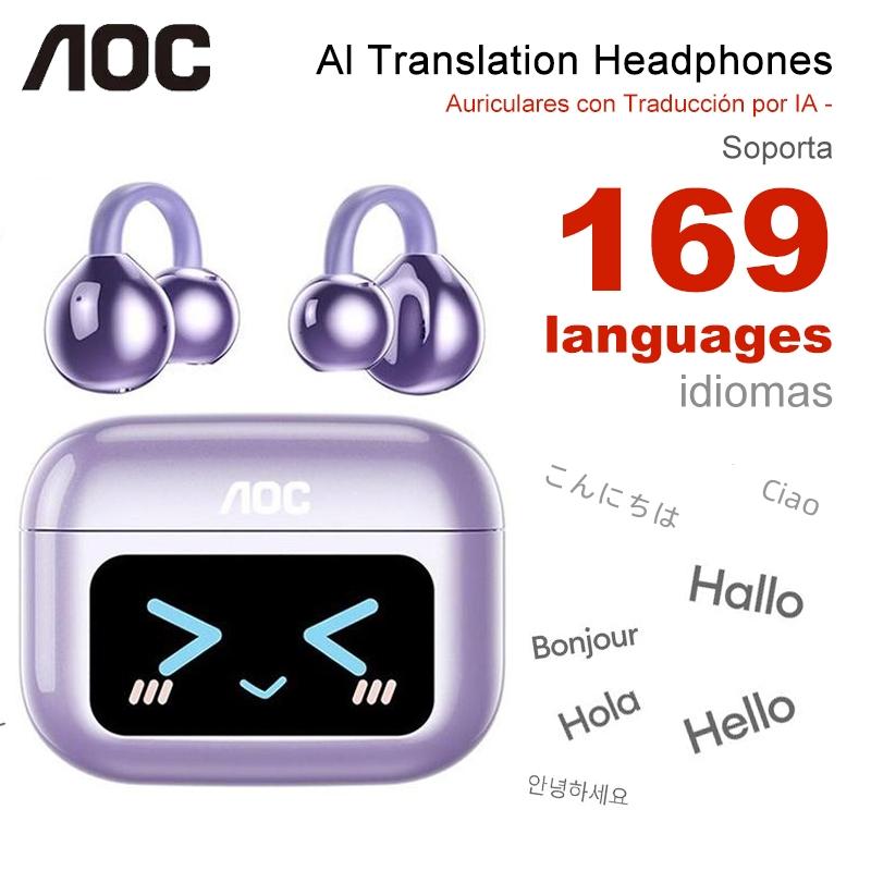 AOC ACD3521 Clip-On Ear Headphones with Real-Time Translation in 169 ...