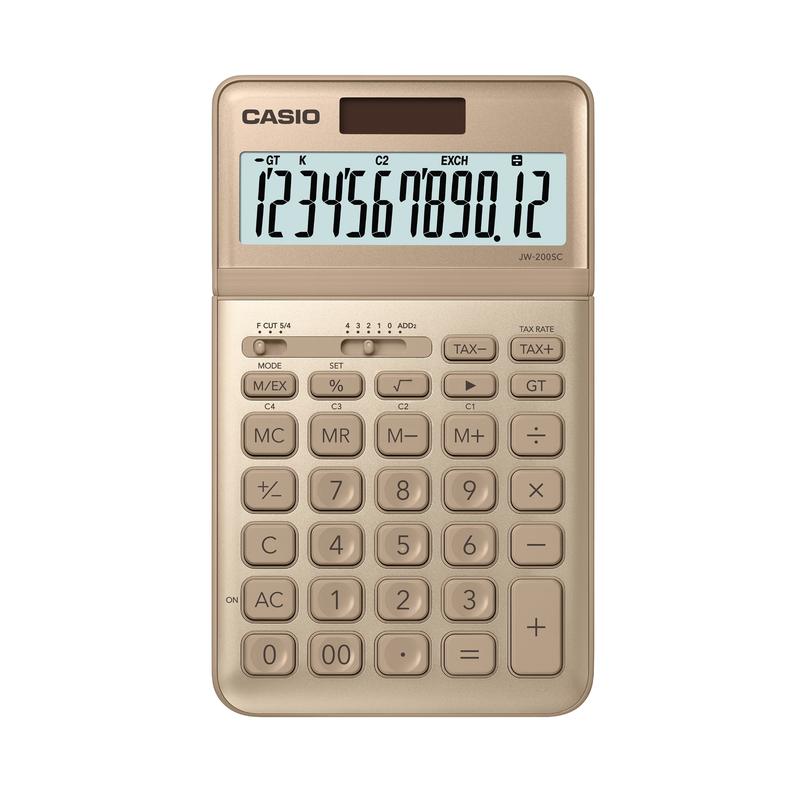 Casio Calculator เครื่องคิดเลข คาสิโอ รุ่น JW-200SC-GD แบบสีสัน ...