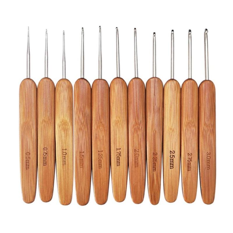 Handicraft Bamboo Wooden Crochet Hooks Small Size Long Knitting ...