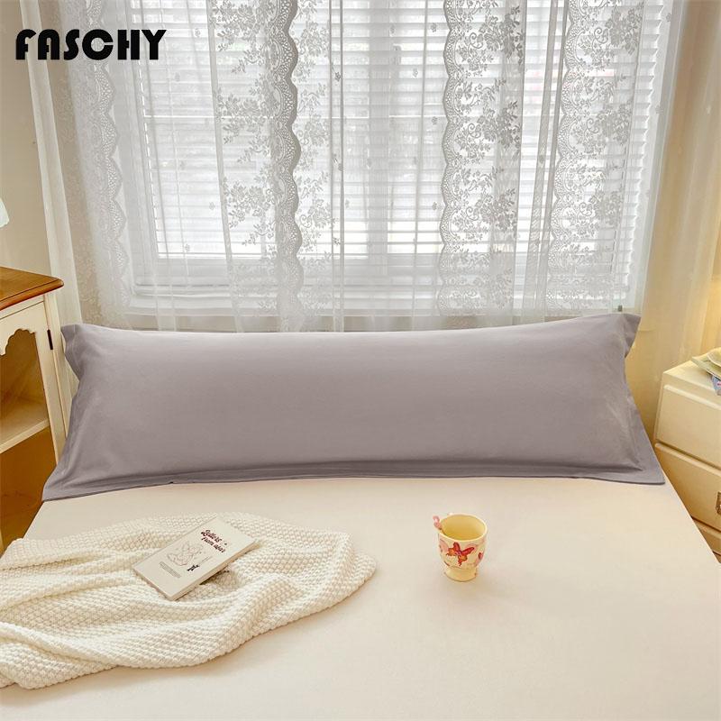 FASCHY Solid Color Knitted Long Pillowcase,Lengthen Bolster Case,Soft ...