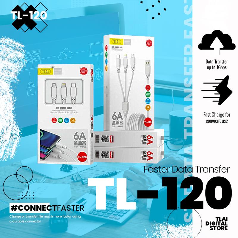 TLAI TL-120 3 in 1 66w quickly USB to Lightning Type-C Micro - TikTok ...