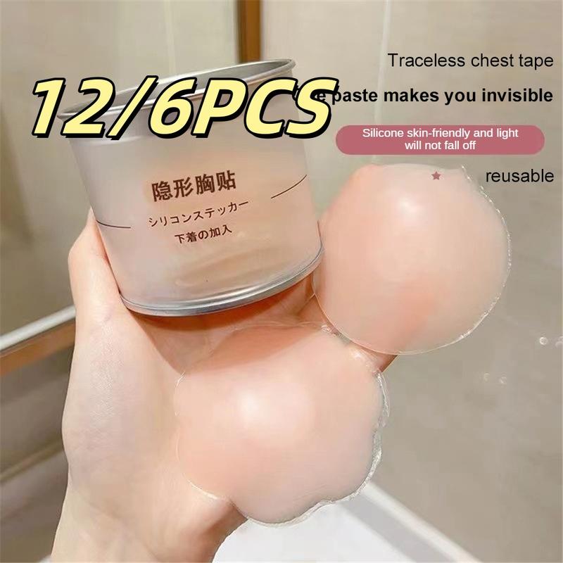 12/6 PCS Breast Stickers Invisible Ultra-thin Silicone Skin-friendly ...