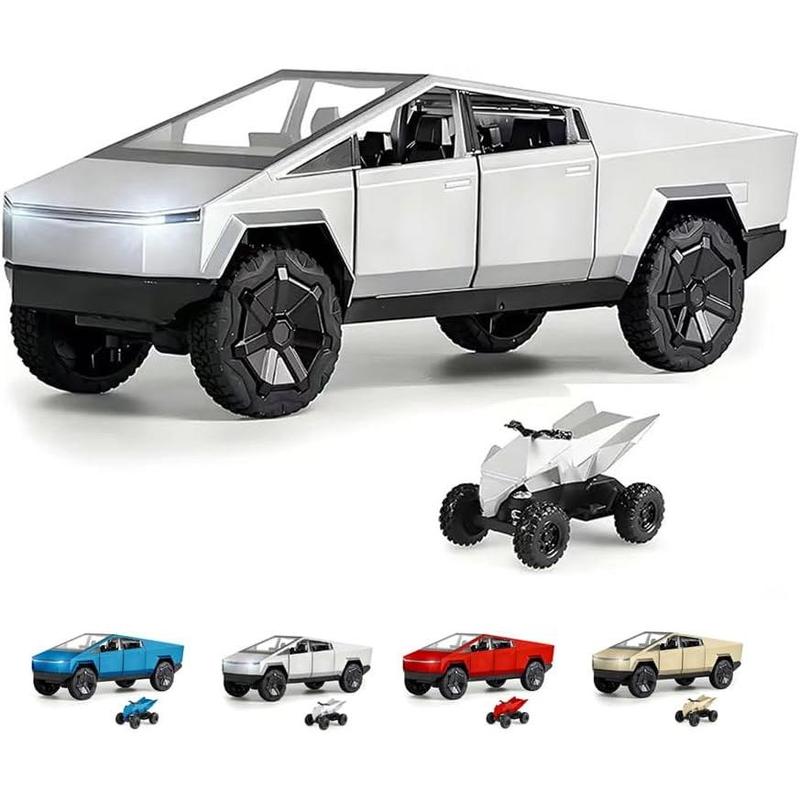 Cybertruck Toy Trucks with Motorcycle Diecast Metal Cyber Truck Model ...