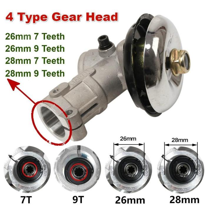 Jual 26/28mm 7/9T Gear case gigi 7 / 9 kepala pisau mesin potong rumput ...