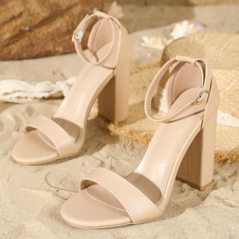 4 Inch High Heels Elegant Fashion Suede Block Single Strap High ...