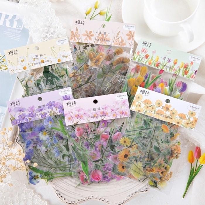 Jual 40 Pcs PET Flower Stickers Stiker Bunga Aesthetic Scrapbook Jurnal ...