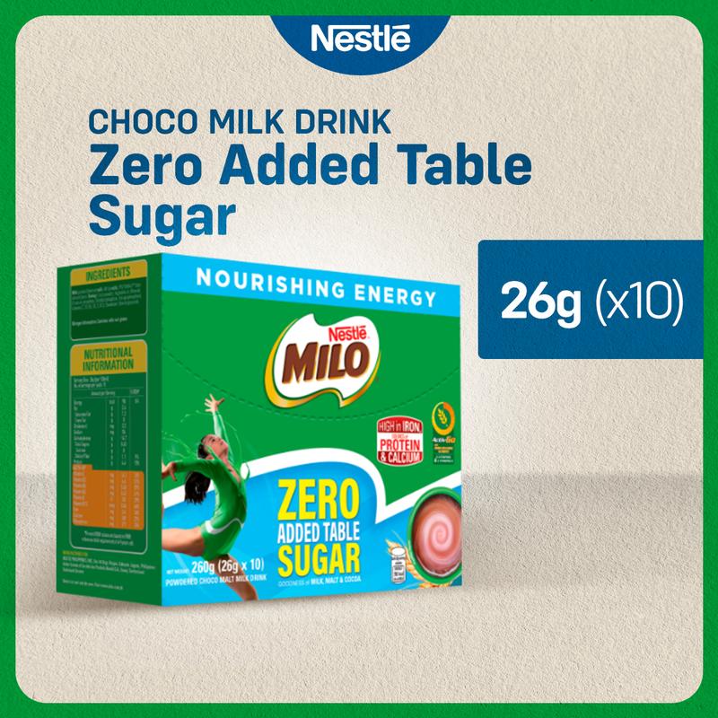 MILO Zero Added Table Sugar Powdered Choco Milk Drink 26g - Pack ...