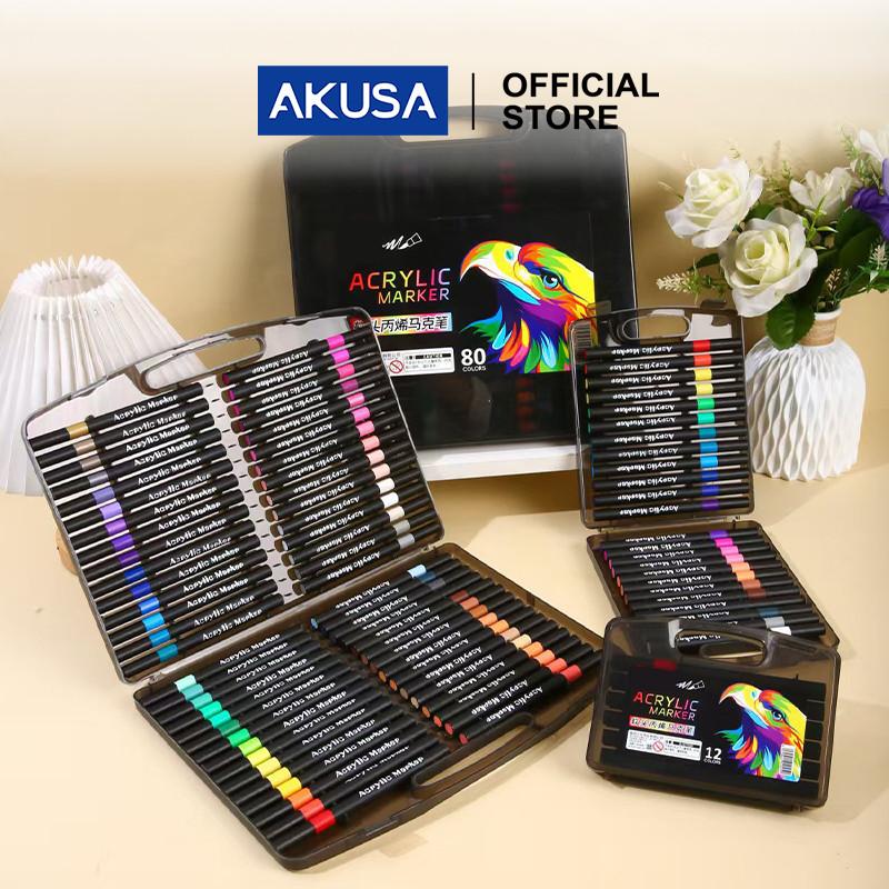 AKUSA Marker Acrylic Brush 24/36/48/60/80 Warna Spidol Akrilik DIY ...