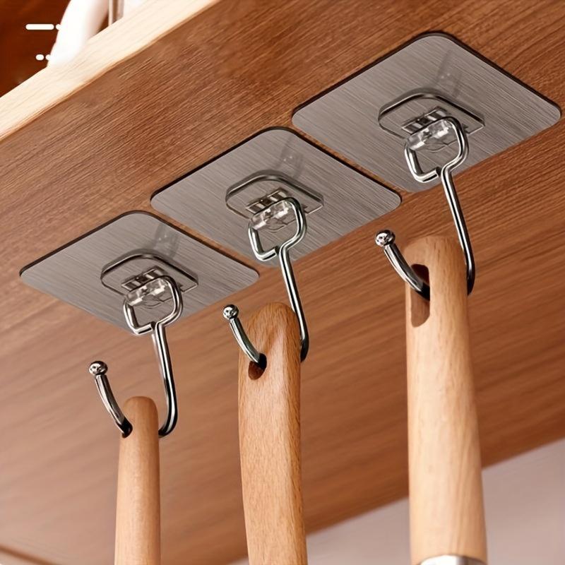 Large No-Drill Wall Hooks - Square Hooks with Secure Grip for Utensils ...