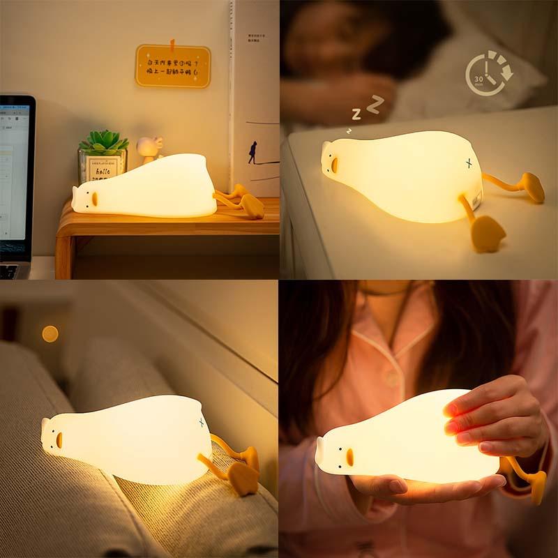 LED lying flat duck soft silicone light slapping induction bedside ...