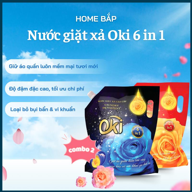 Combo 2 Túi Nước Giặt Xả Oki 6in1 Đậm Đặc Túi 2,7kg Lưu Hươn - TikTok ...