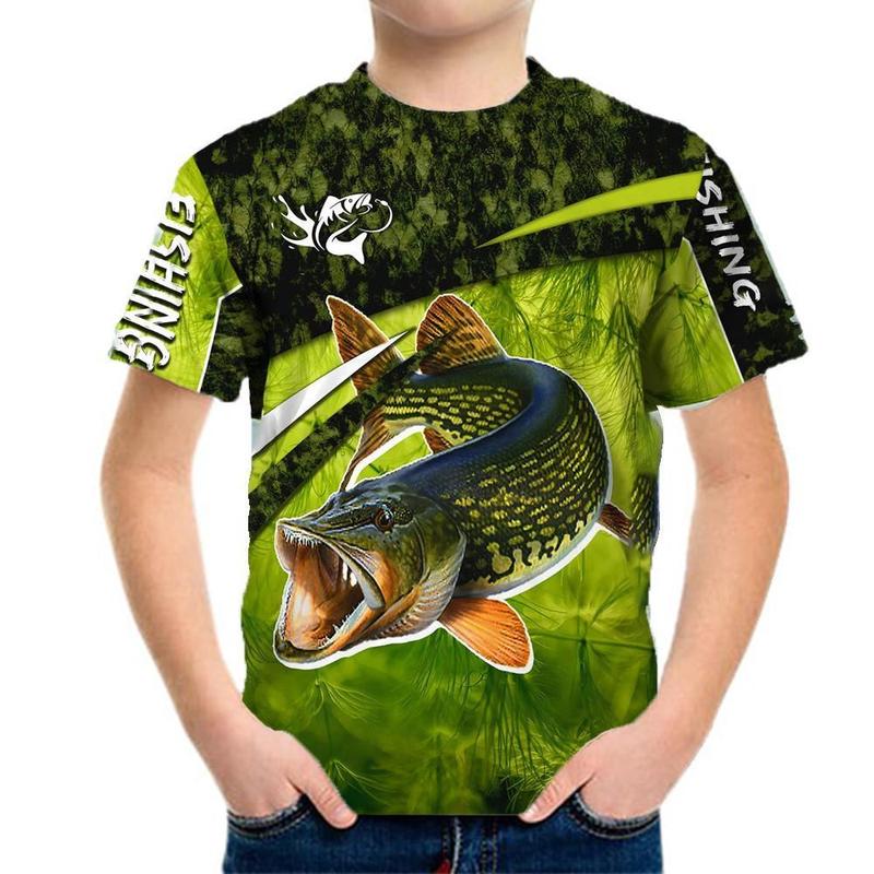 Baju-T Lengan Pendek Musim Panas, Memancing Luar, Pakaian Kanak-kanak ...