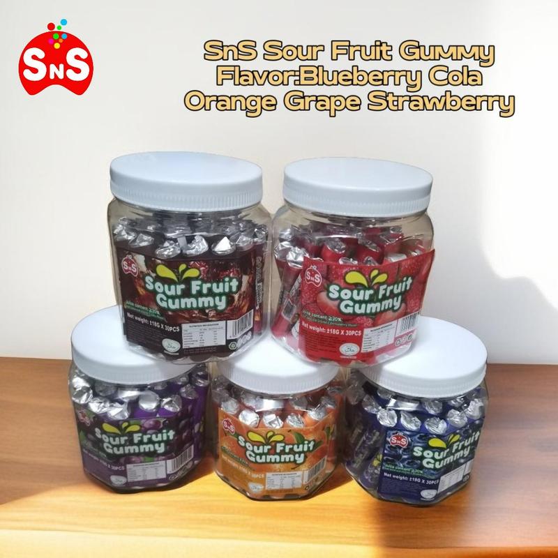 SnS Sour Fruit Gummy(18gx30Pcs) Sweet Bonbon Snack Tangy Candies ...
