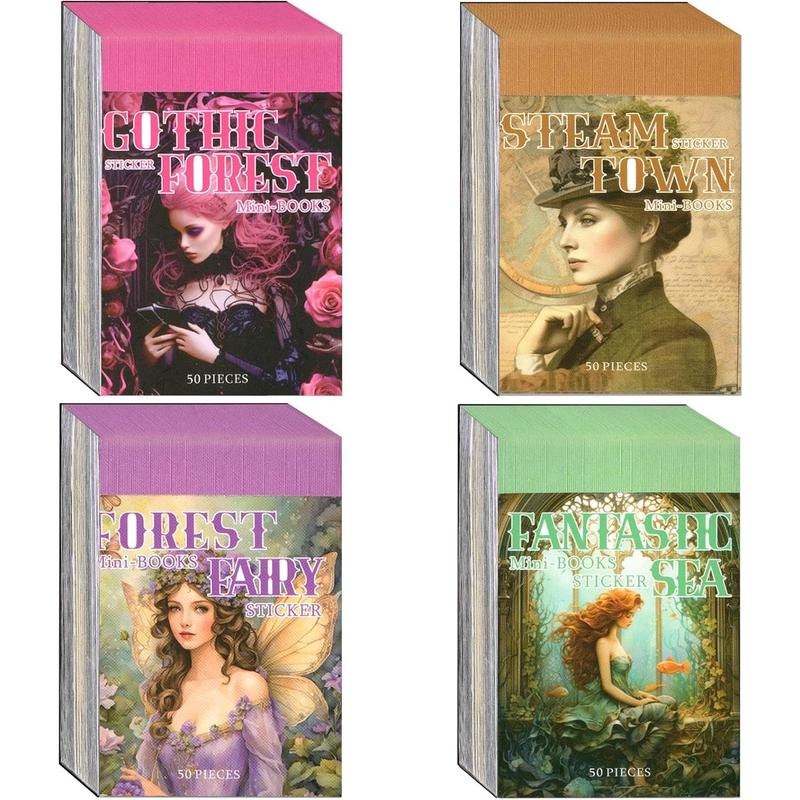 4 Sets 200 count Washi Stickers Book Kit for Journaling, Vintage ...