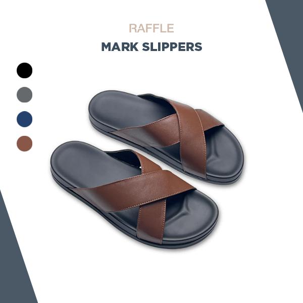 Dép Nam Raffle Mark Slippers - Nâu Trơn Da Bò Đế Đúc Cao Su Chống ...