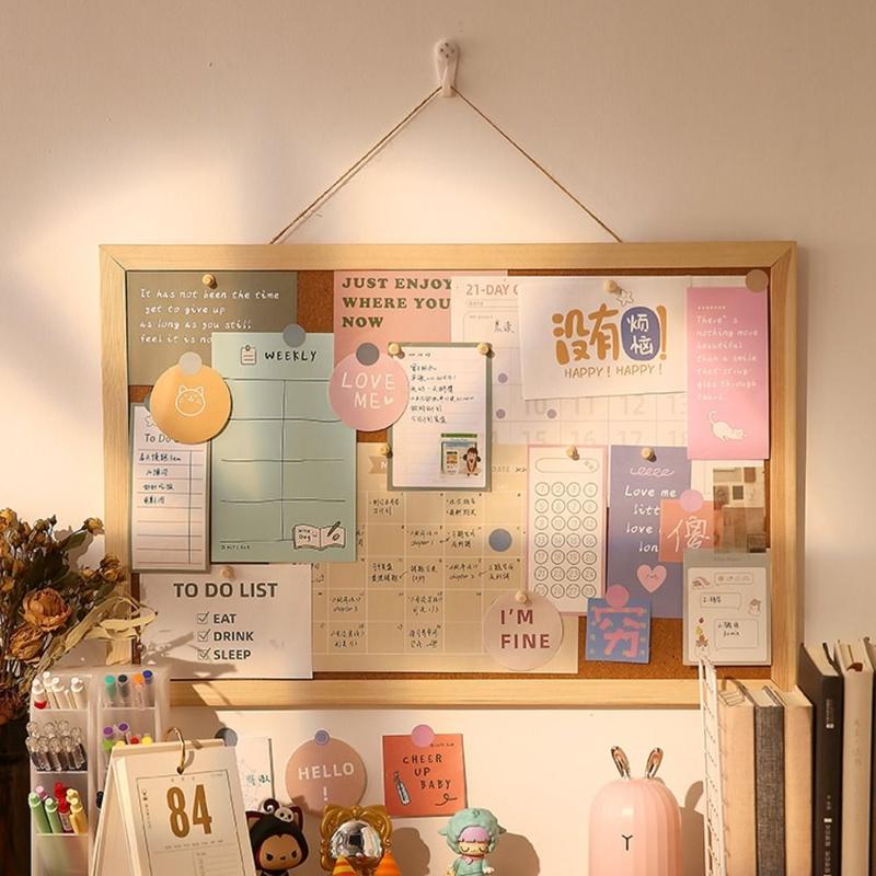 Papan mesej dinding gantung kayu gabus, bingkai nota, papan memo ...