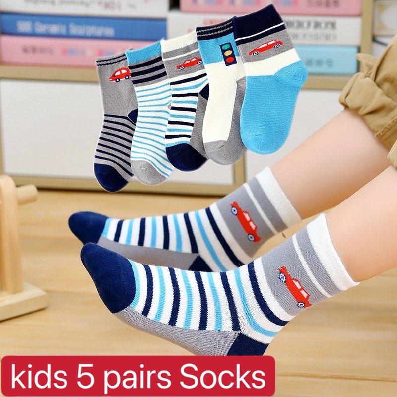 kids 5 pairs Socks Cute Blue Car Socks 3-8 yrs old with pouch - TikTok ...