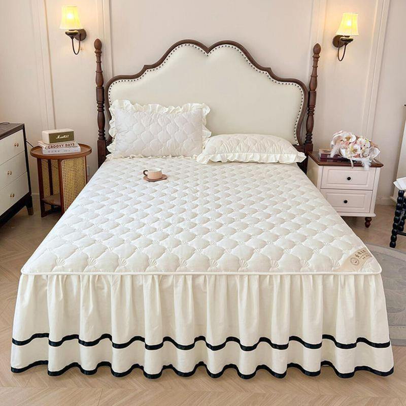 Princess style solid color skirt Xi Mengsi bed cover single piece ...