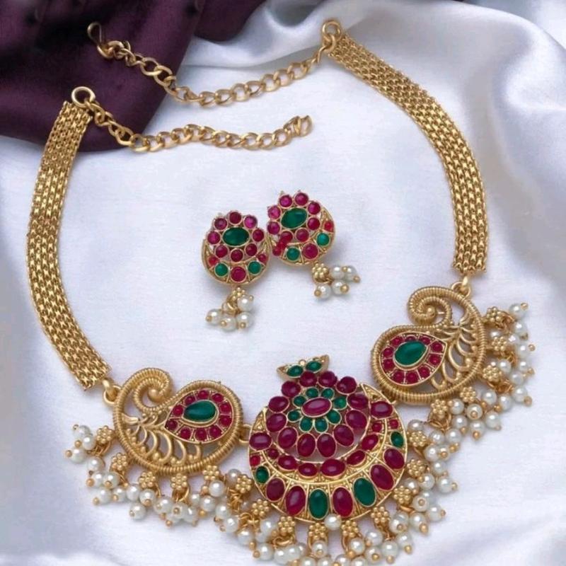 Indian Choker set Mango leaves design Jewelry - TikTok Shop Malaysia