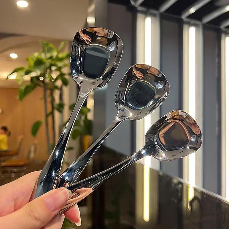 3 Size Stainless Steel Large Square Kitchen Spoon Flat-bottomed ...