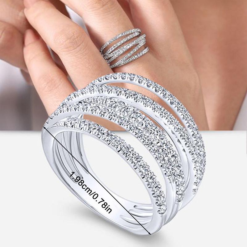 Fashion Multi-Layered Cross Finger Ring With Dazzling Cubic Zirconia ...