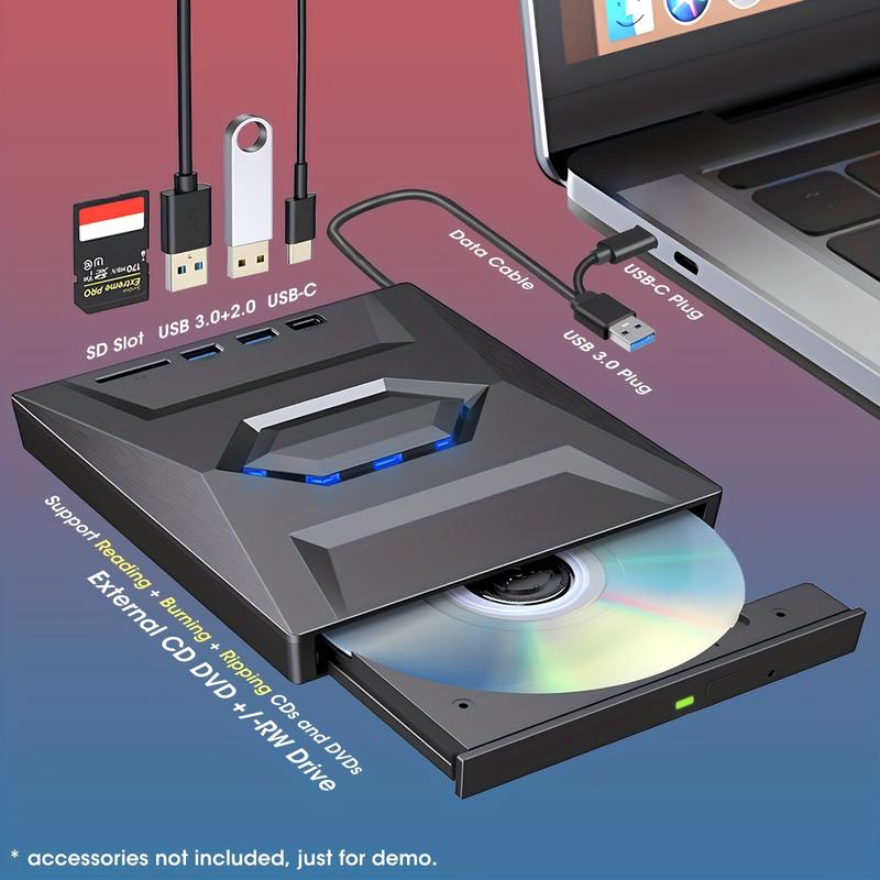 6 In 1 Portable USB 3.0 Ultra-thin External DVD Recorder Drive Reader ...