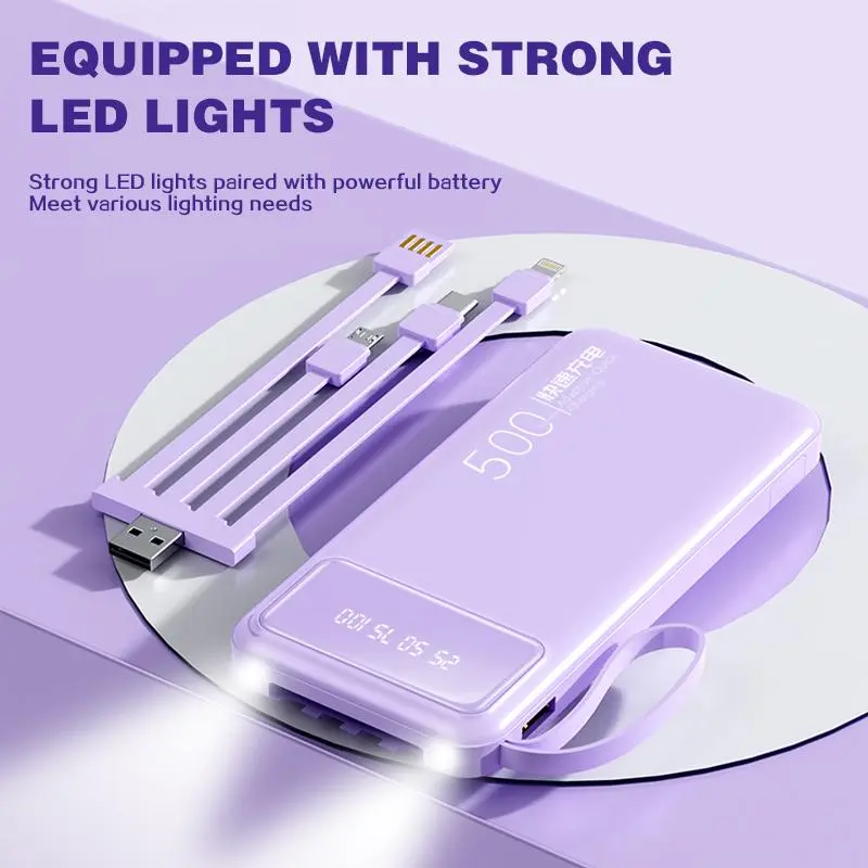 Powerbank 50000mAh Built in 4 Cables Fast charging Digital LED Display ...