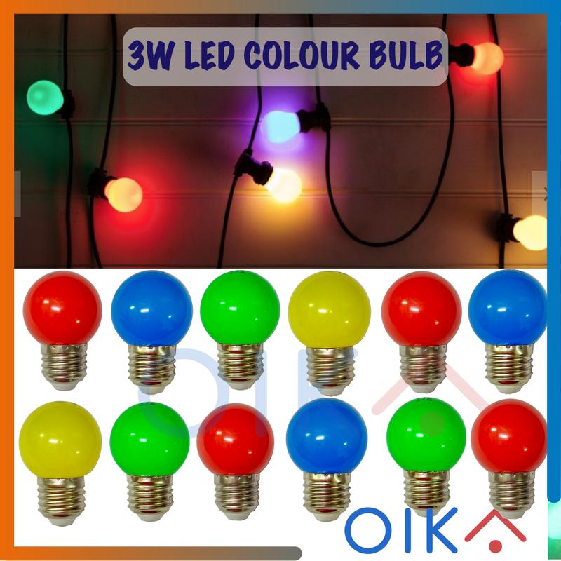 [1 pc] 3W LED COLOUR BULB RED/BLUE/GREEN/YELLOW BULB Decoration ...