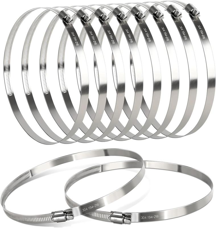 10 Pack 8 Inch Hose Clamps Stainless Steel Large Duct Clamps - TikTok Shop