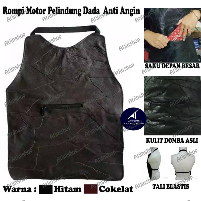 Rompi Motor Otto Kulit Pelindung Dada Anti Angin Kulit Domba Asli Biker ...