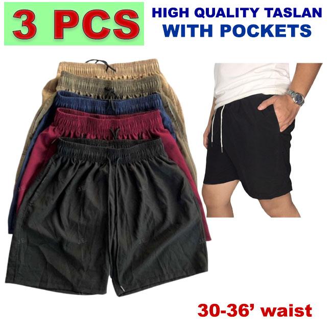 3 PCS Taslan Plain with Side Pockets for Men Adult Beach Summer ...