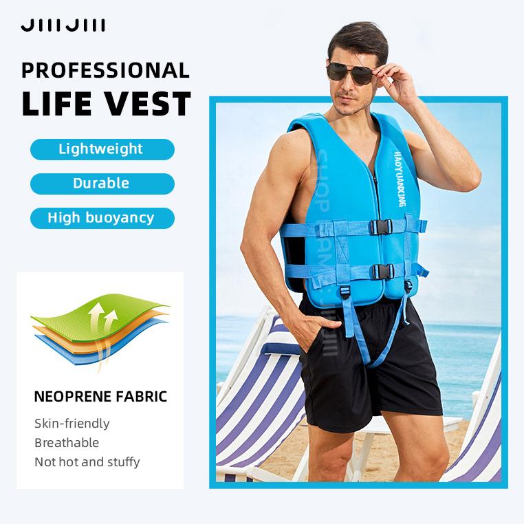 JIIIJIII Water lifesaving vest Large buoyancy life jacket Neoprene ...