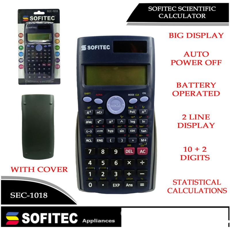 SOFITEC SEC-1018 Black Scientific Calculator with Sliding Cover ...