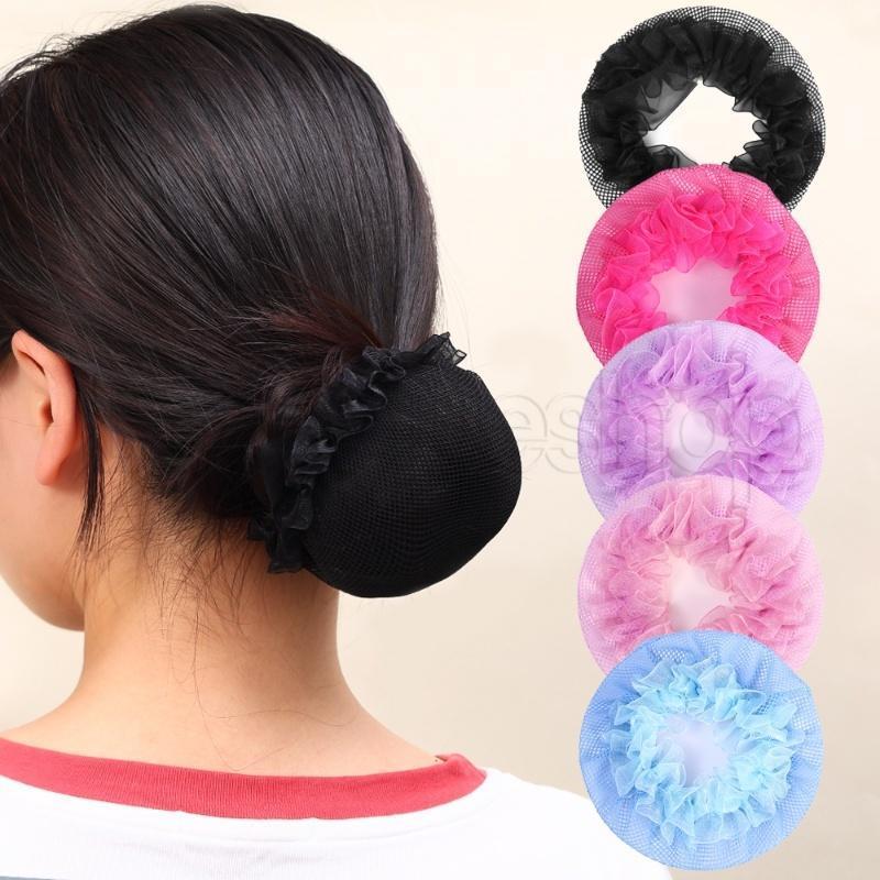 New update Cute Bun Snood Girls Hair Net Cover Women Solid Mesh Hair ...