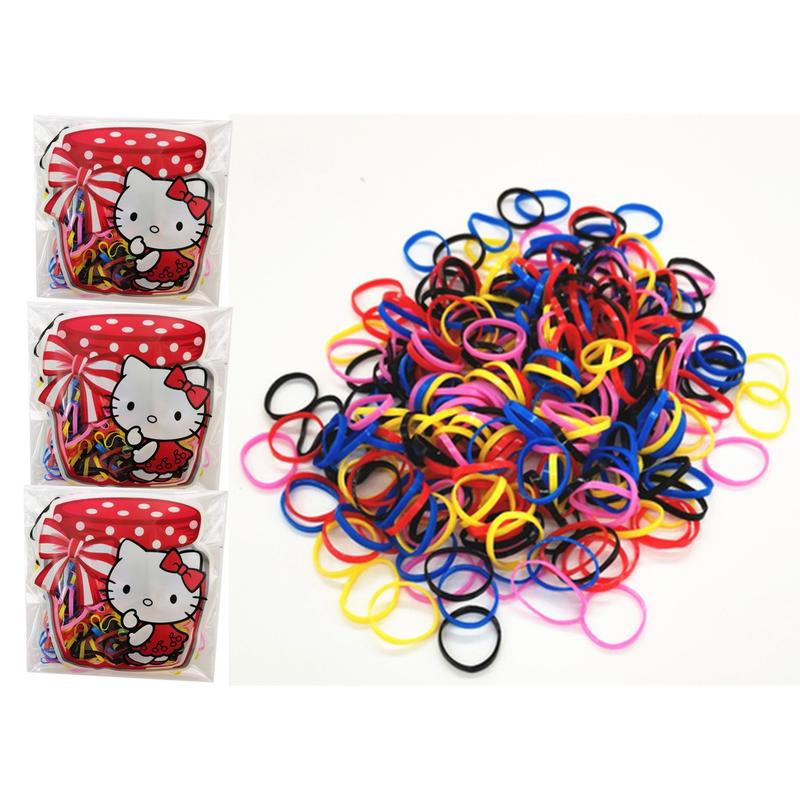 Color/ Black Elastic Hair Bands Braids Poly Rubber Band 50pcs/160pcs ...
