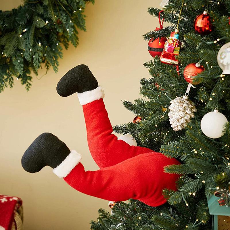 Santa Claus Legs Christmas Tree Decoration Plush Door Decor Santa Claus ...