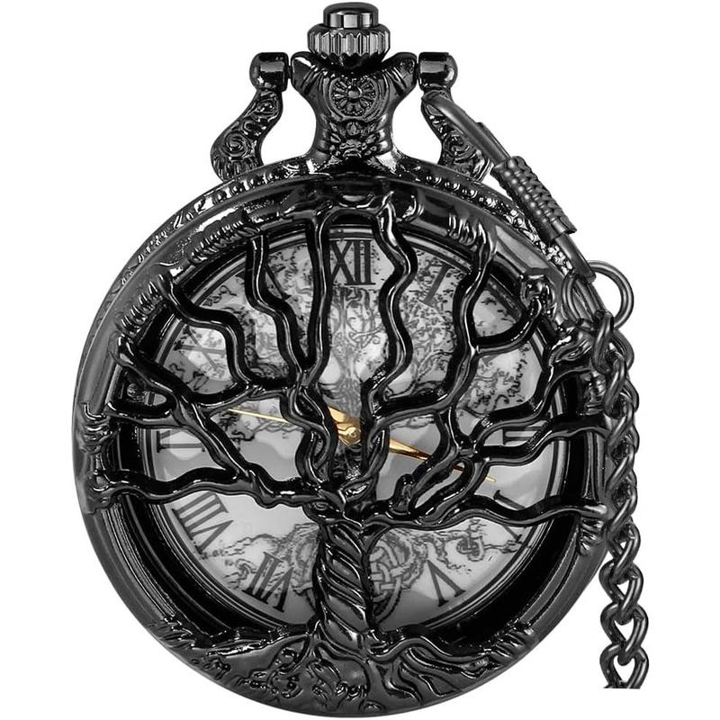 Pocket Watch Hollow Tree of Life Design Roman Numerals Customizable ...