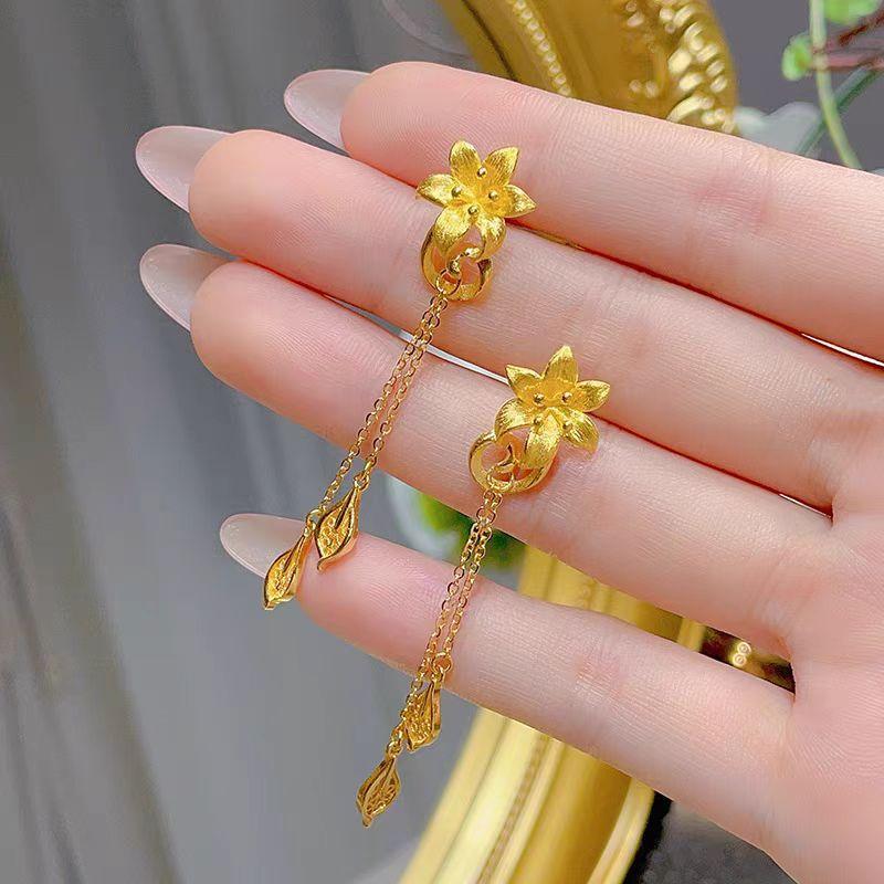 Kancing Telinga Lily, Rekaan Peri Bunga, Subang Gantung Langsing ...