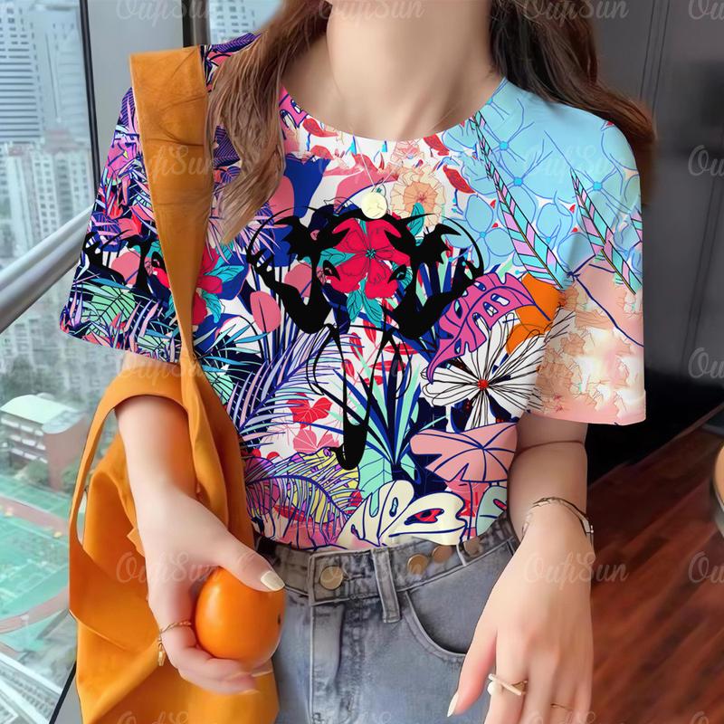 เสื้อยืดผู้หญิง Songkran ใหม่ 2568 ลายดอกไม้กราฟฟิตี้ อินเทรนด์ - TikTok Shop Thailand
