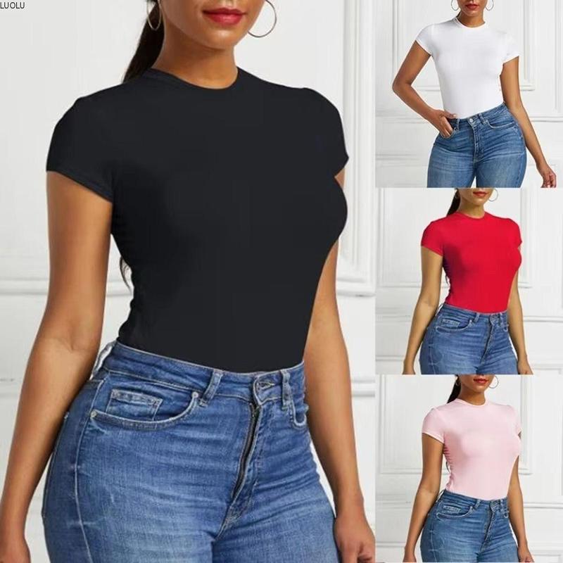 LUOLU Slim One Piece Women bodycon bodysuits O Neck Skinny Irregular ...